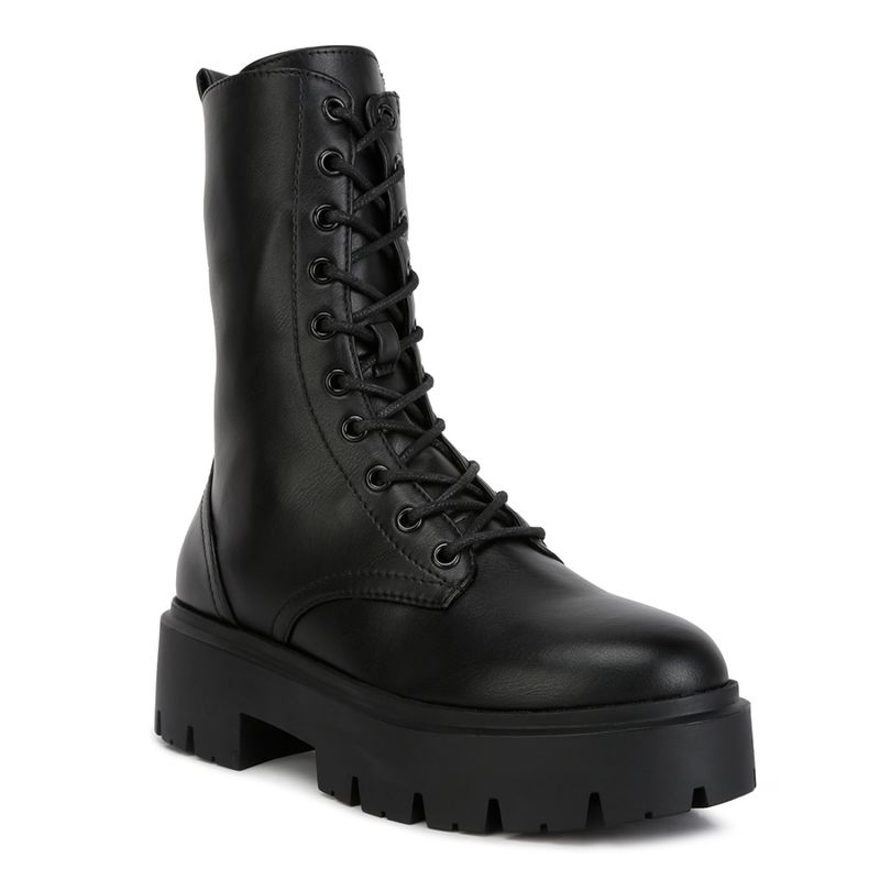 Buy London Rag Black Ankle Combat Block Heel Boots Online