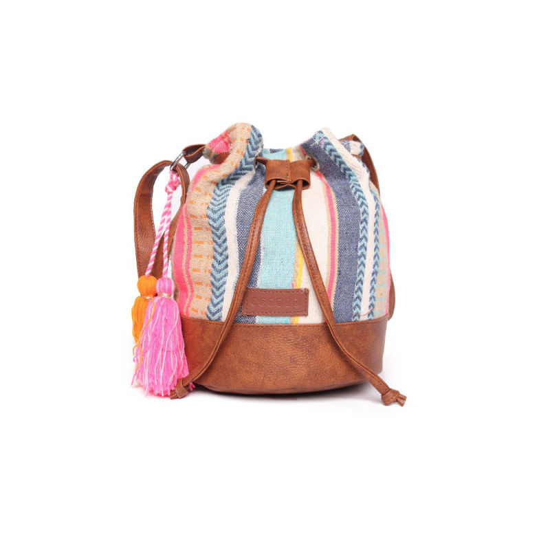 Buy Astrid Multi Aztec Jacquard Sling Bag With Drawstring Closure Online