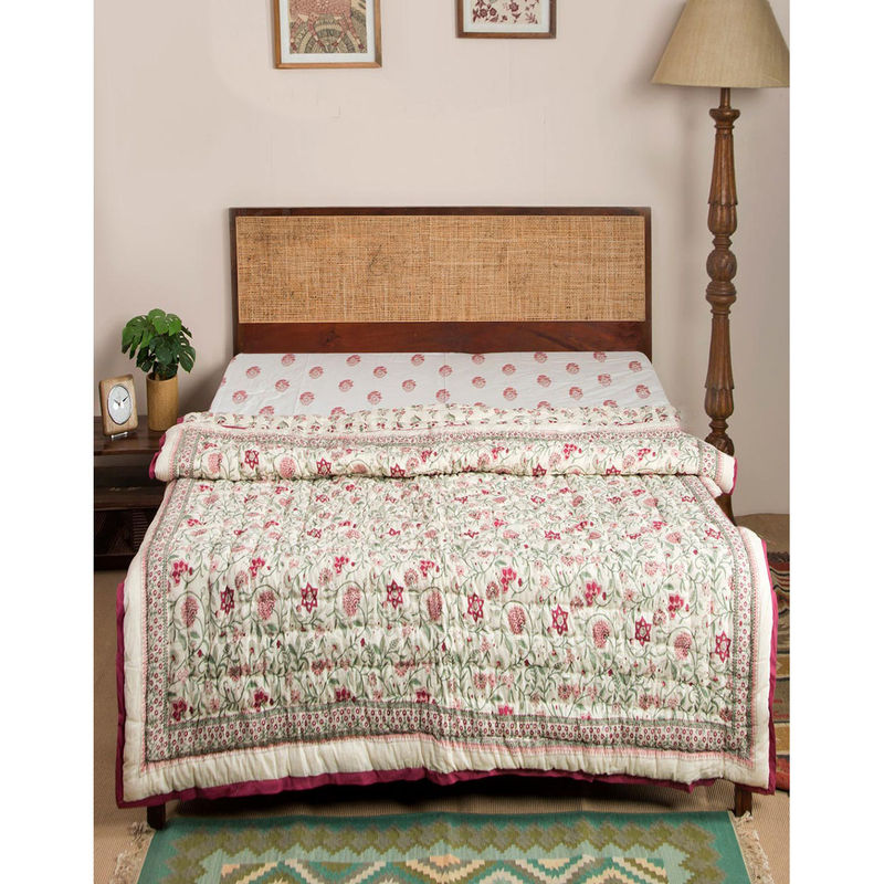 Buy Fabindia Gulbagh Hand Block Cotton Printed Quilt (Single) Online