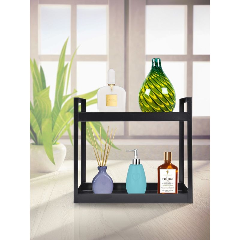 Buy Plantex Deluxe 2 Tier Shelf Storage Organizer (Black, Powder Coated ...