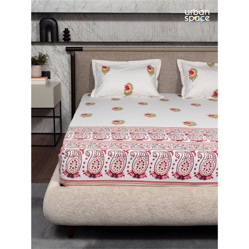Buy Urban Space Serene 200 TC Cotton Bedsheets For Single Bed Ethnic ...