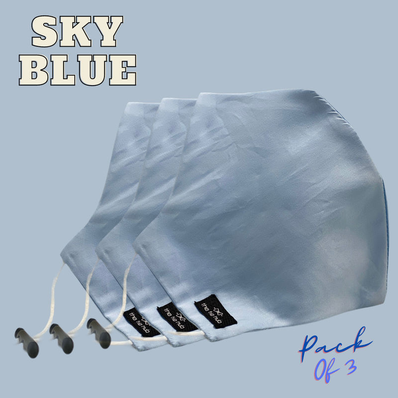 Buy The Tie Hub Sky Blue Solid 100% Premium Cotton Reusable Face Mask ...