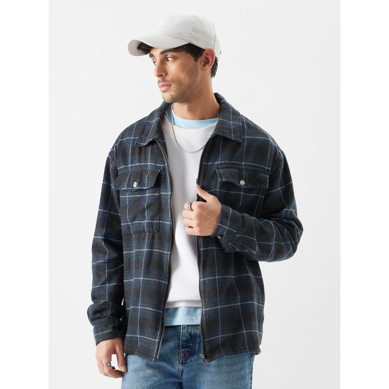Buy The Souled Store Original Plaid- Black and Blue Men Shacket Online