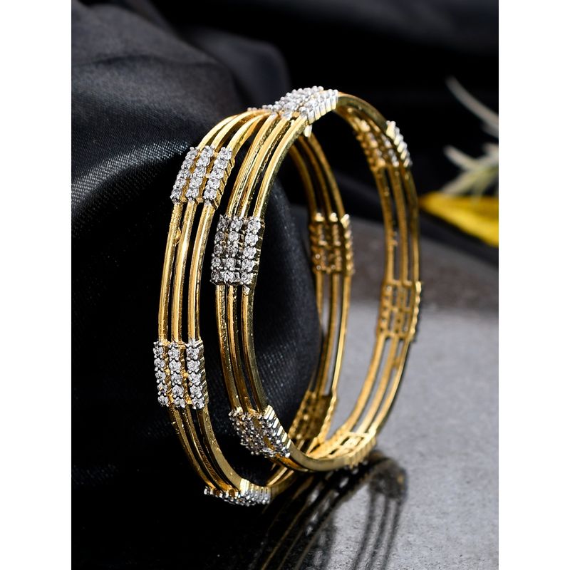 Buy Silvermerc Designs Gold Plated American Diamond Bangles (Set of 2 ...