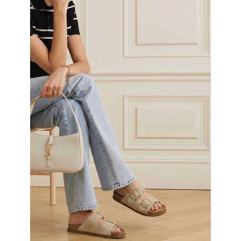 Buy Lemon & Pepper Women Grey Cork Sandals Online