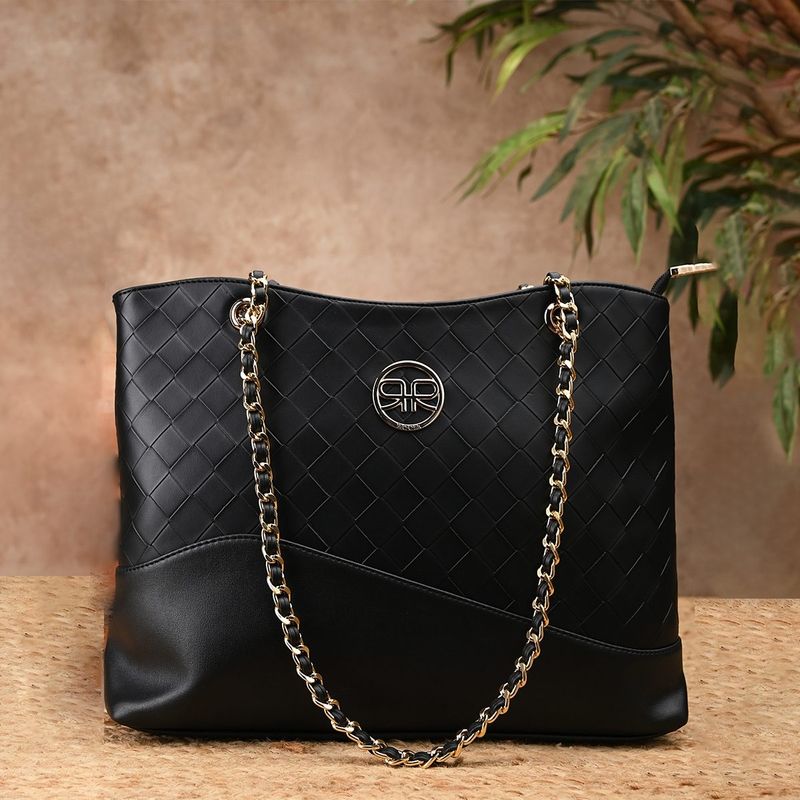 Buy ROCIA By Regal Black Women Woven Metal Handle Shoulder Bag Online