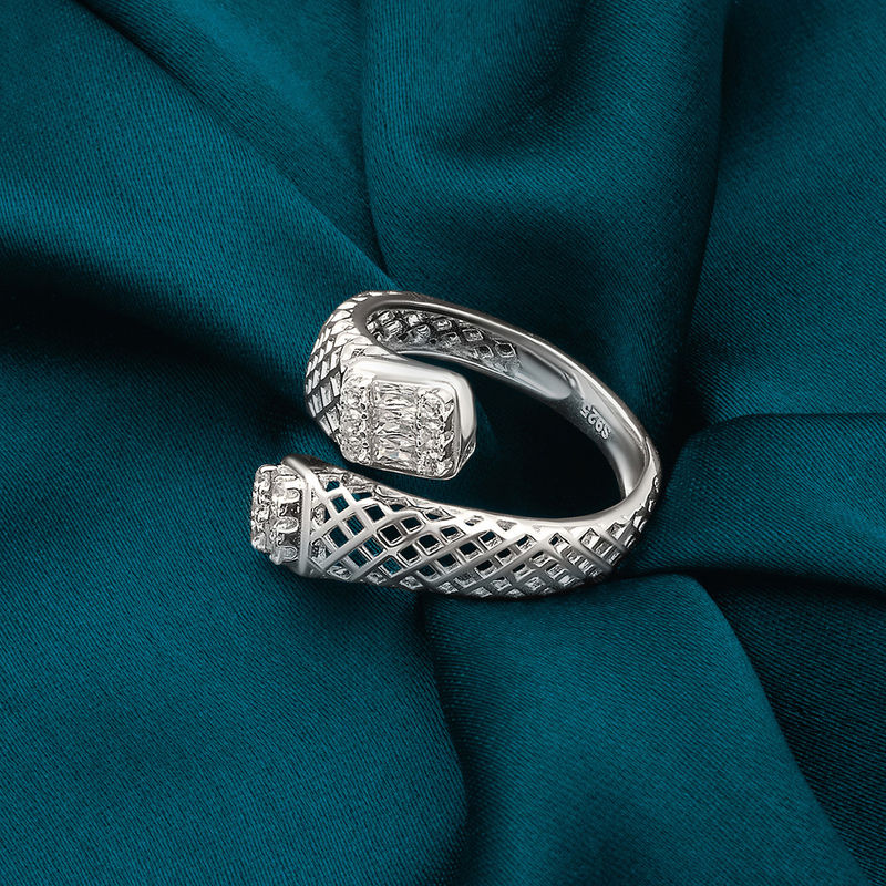 Buy SILBERRY 925 Sterling Silver Serpent Crystal Ring for Womens ...