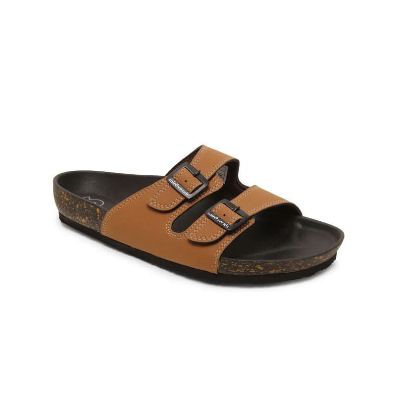 Buy SOLETHREADS Hermes Tan Solid Mens Slides Online