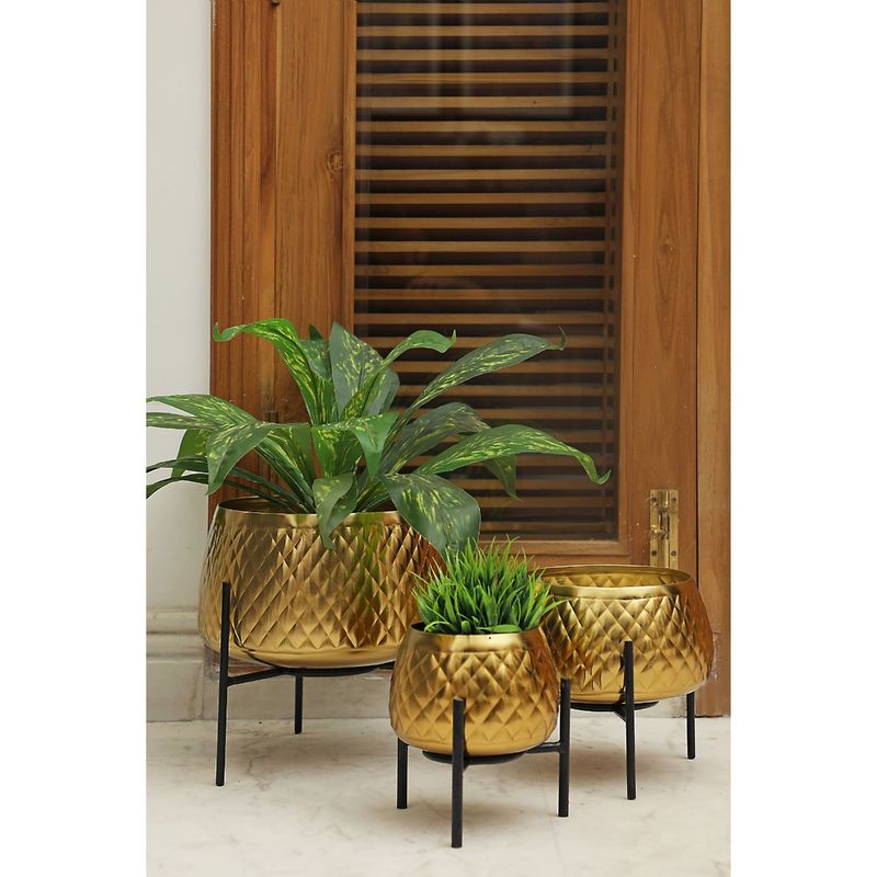 Buy Feather Your Nest Home Decor Golden Finishing Planters with Black ...