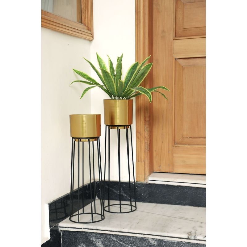 Buy Feather Your Nest Home Decor Golden Finishing Planters with Black ...