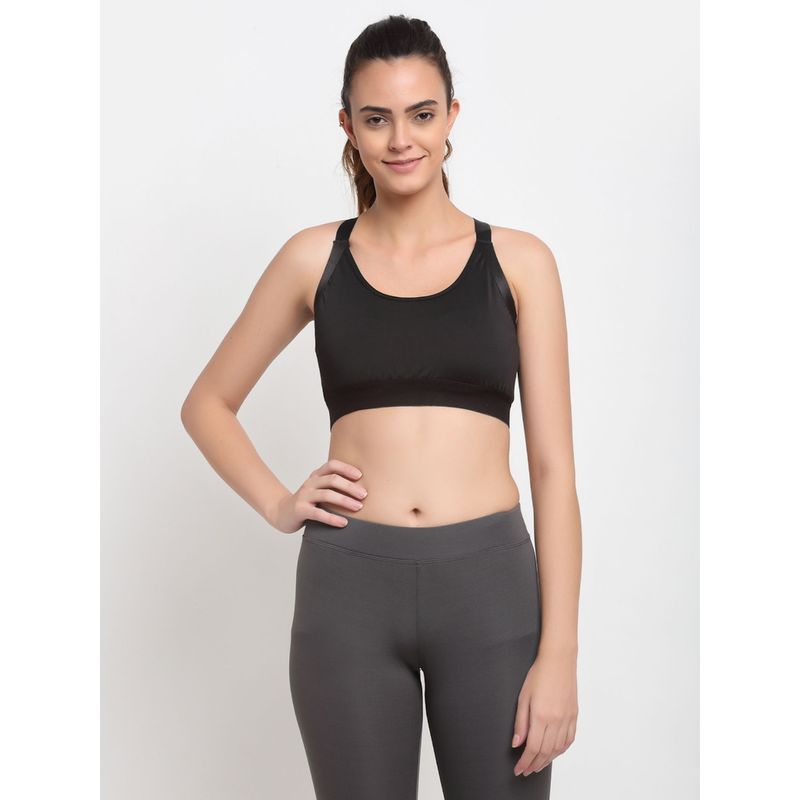 Buy Erotissch Women Black Solid Non-Wired Removable Padding Workout Bra ...