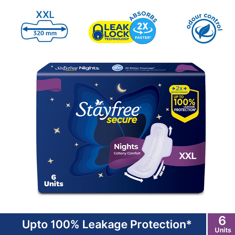 Buy Stayfree Secure Nights Sanitary Pads with Cottony Soft Cover for ...