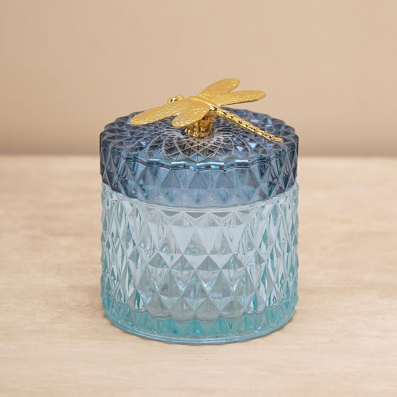 Buy Pure Home + Living Blue Diamond Cut Decorative Glass Container Online