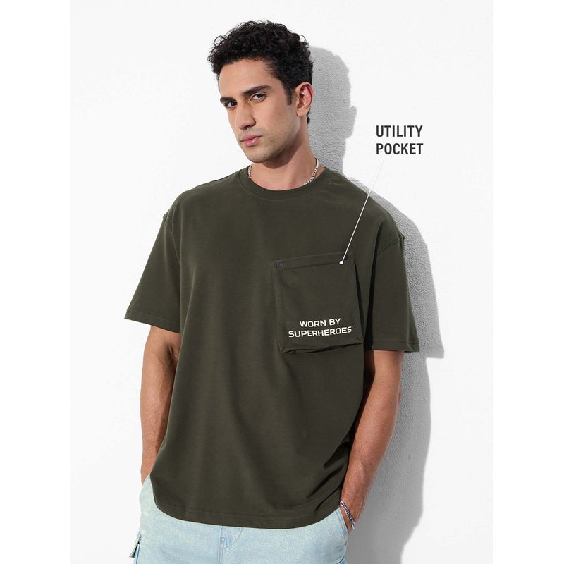 Buy The Souled Store Originals Solids: Olive Men Oversized T-shirt Online