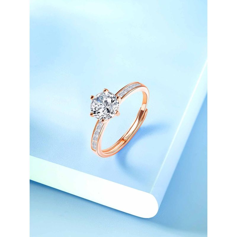 Buy Peora Rose Gold Plated Cubic Zirconia Ring Online