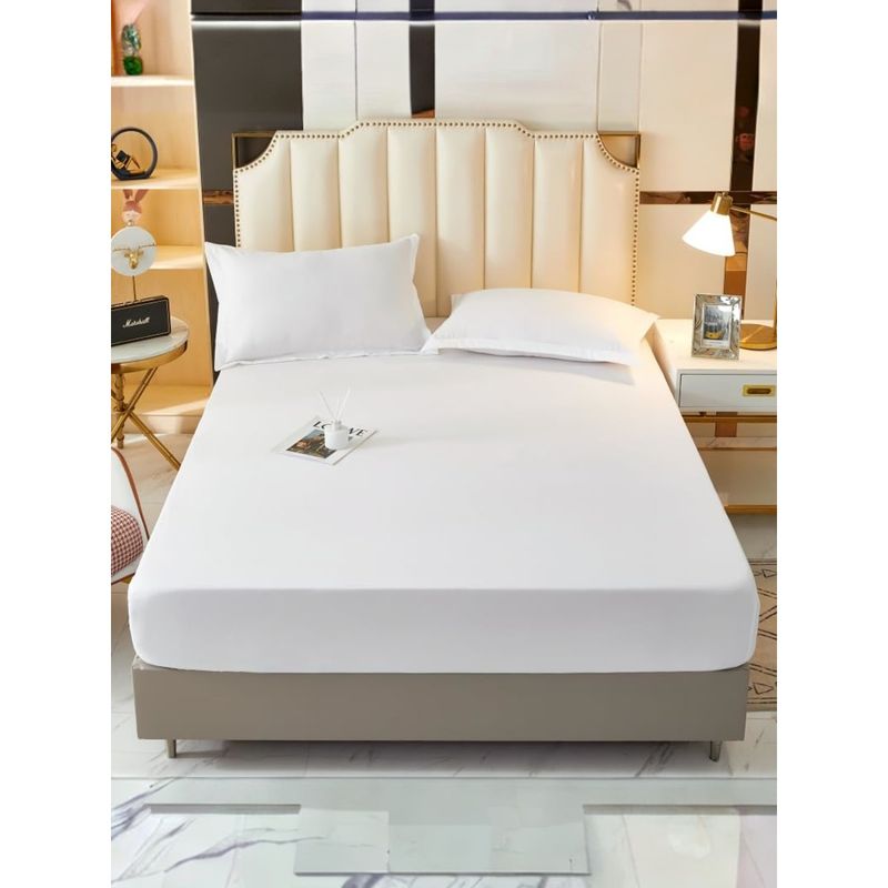 Buy Kuber Industries Single Bed Mattress Protector with Elastic White ...