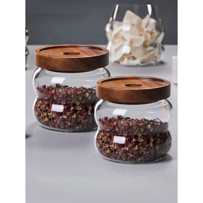 Buy The Better Home Borosilicate Jar with Wooden Lid|LP047|340 ml|Pack ...