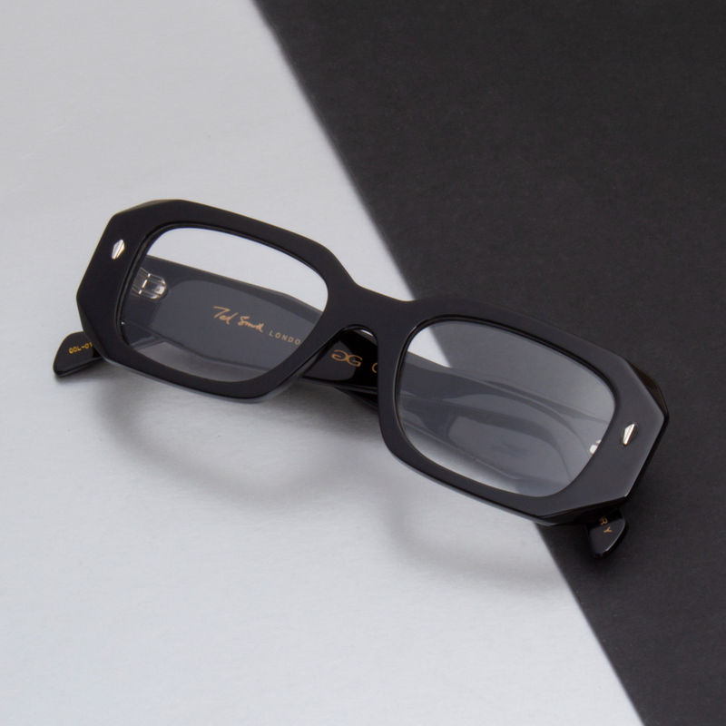Buy TED SMITH Black Rectangle Premium Italian Acetate Frame For Unisex ...