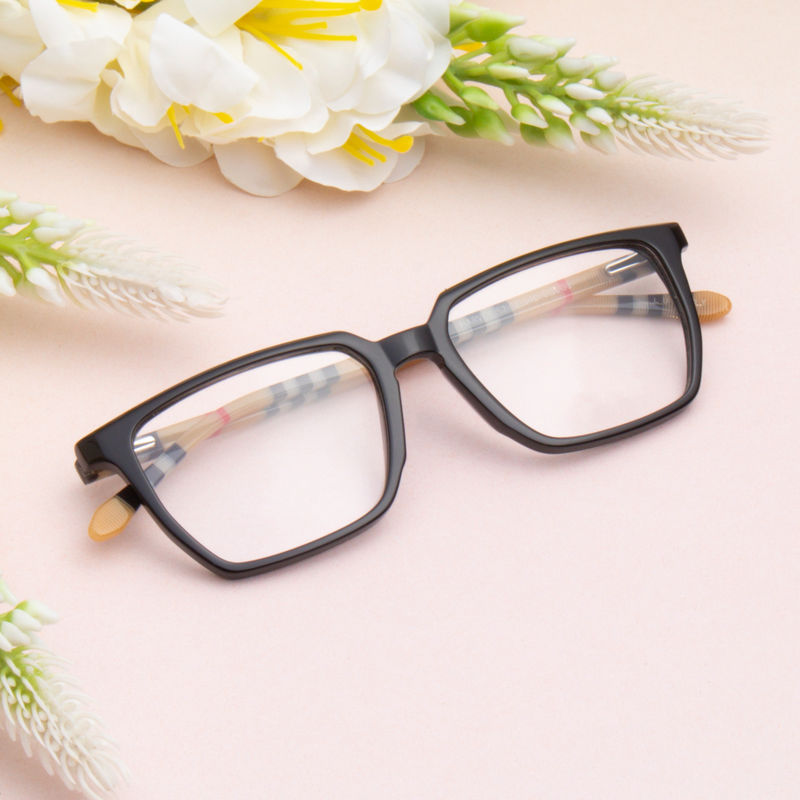 Buy TED SMITH Black Square Premium Italian Acetate Frame For Unisex ...