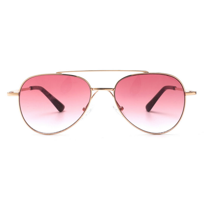 Buy French Connection Shiny Purple Lens Aviator Sunglass Full Rim Gold ...
