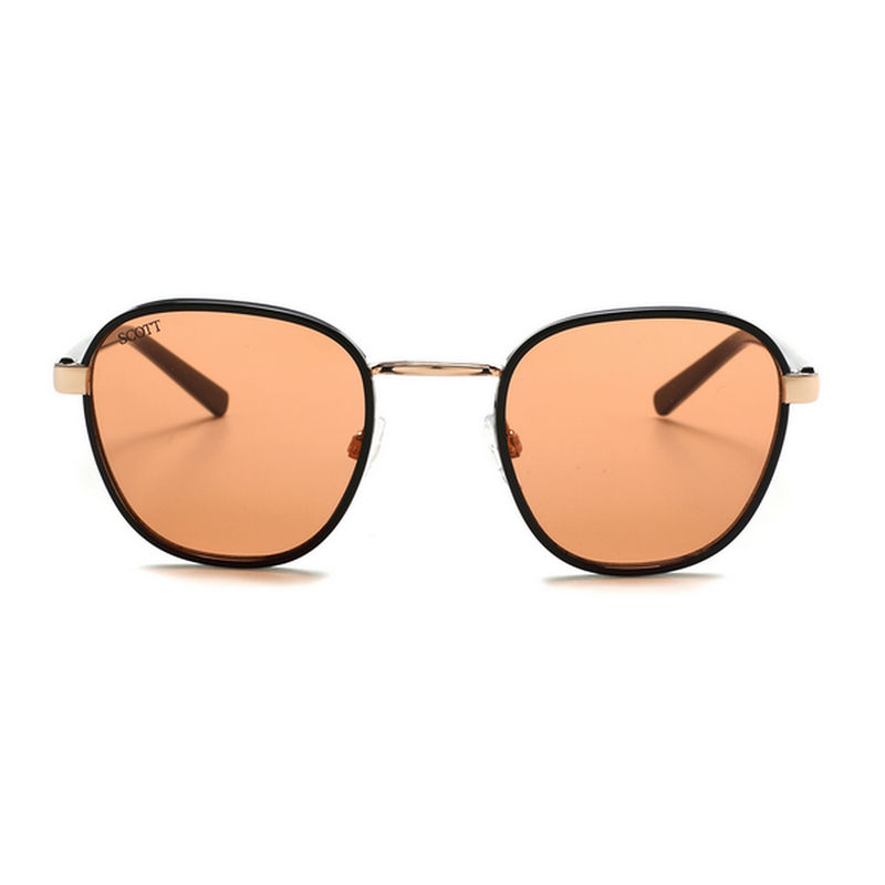 Buy French Connection Orange Lens Round Sunglass Full Rim S Black Gold ...
