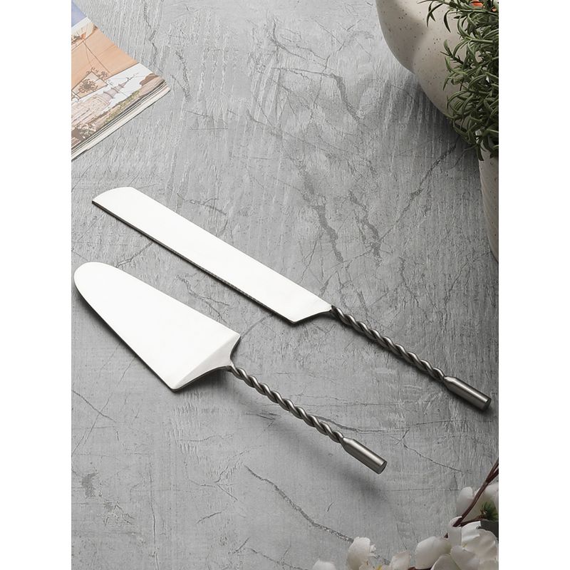 Buy VarEesha Antique Matt Finish Stainless Steel Twisted Handle Cake ...