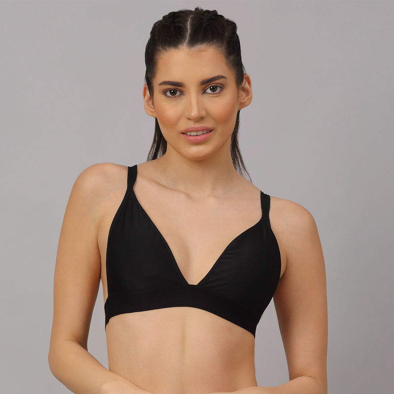 Buy PrettyCat Plunge Padded Bra - Black Online