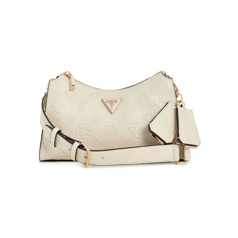 Buy Guess Off White Textured Shoulder Bag with Detachable Strap Online