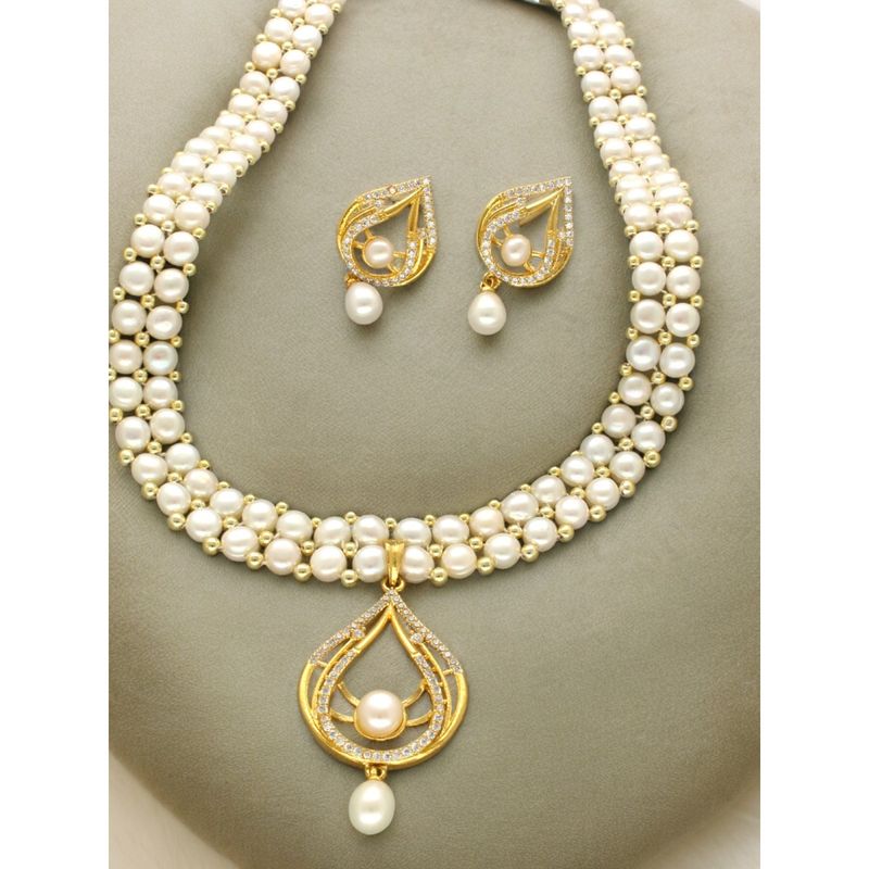 Buy Sri Jagdamba Pearls Spectacular Dual Line Pearl Jewellery Set Online