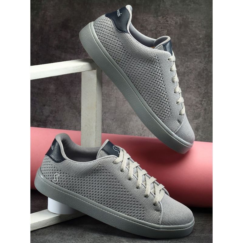 Buy SOLETHREADS Flex Grey Self Design Women Sneakers Online