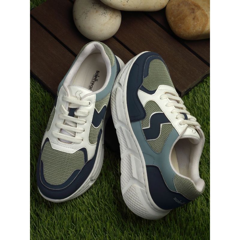 Buy SOLETHREADS Truffle Navy Blue Colorblock Women Sneakers Online
