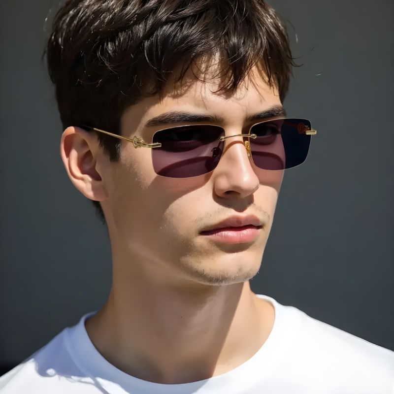 Buy TED SMITH Unisex Black Lens & Gold-Toned Rectangle Sunglasses Online
