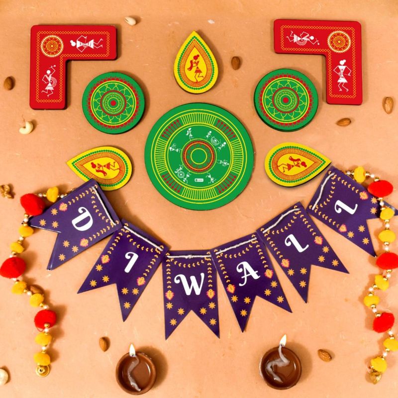 Buy Indigifts Happy Diwali Toran with Rearrangeable Diwali Rangoli (Set ...