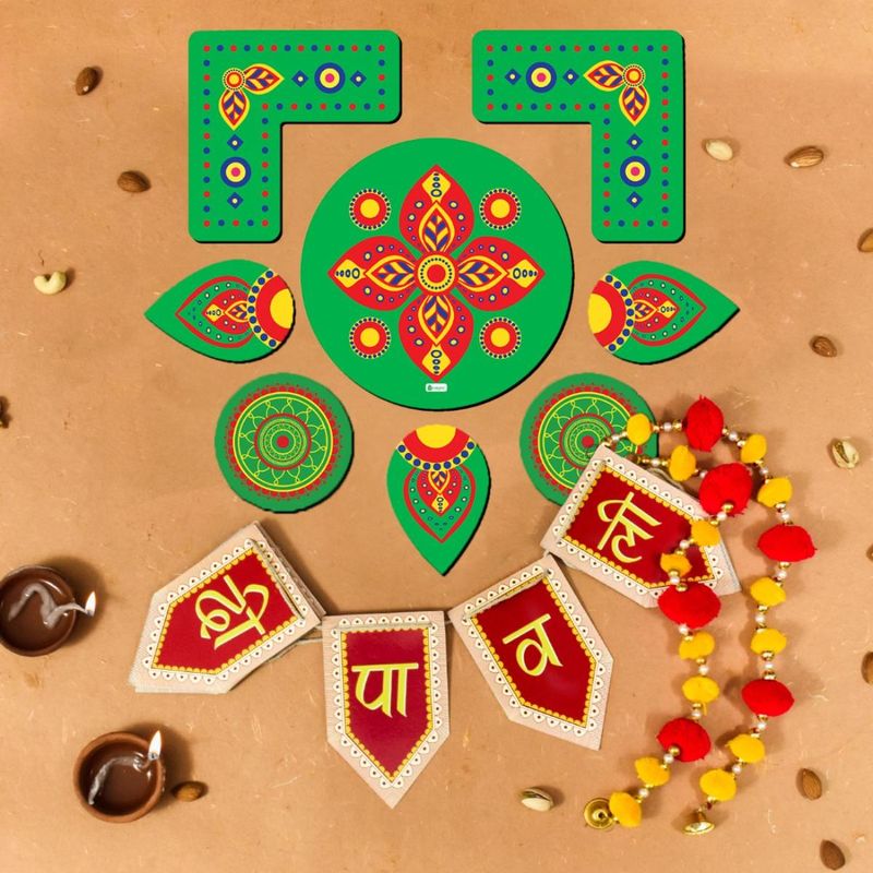 Buy Indigifts Shubh Diwali Toran with Green Rearrangeable Diwali ...