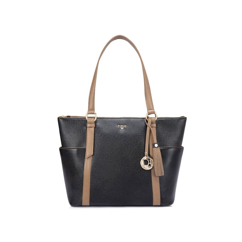 Buy Da Milano Genuine Leather Black Tote Bag Online