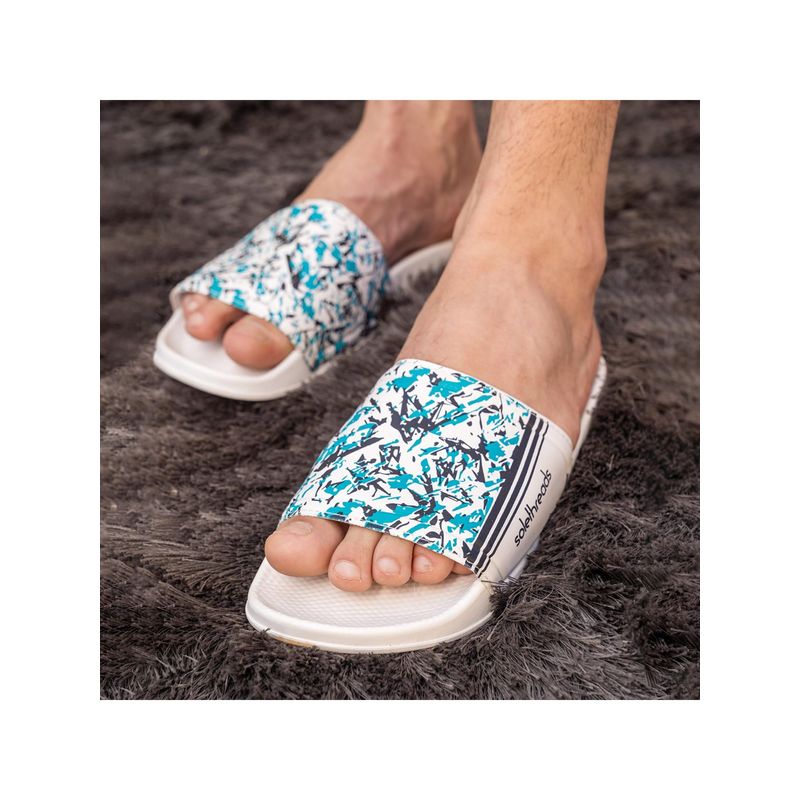 Buy SOLETHREADS Slide Splash White Solid Men Sliders Online