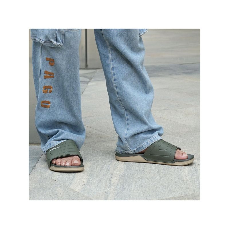 Buy SOLETHREADS Submerge Dark Olive Solid/Plain Men Slides Online