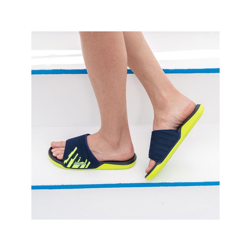 Buy SOLETHREADS Skyscraper Navy Lime Woven Men Slides Online