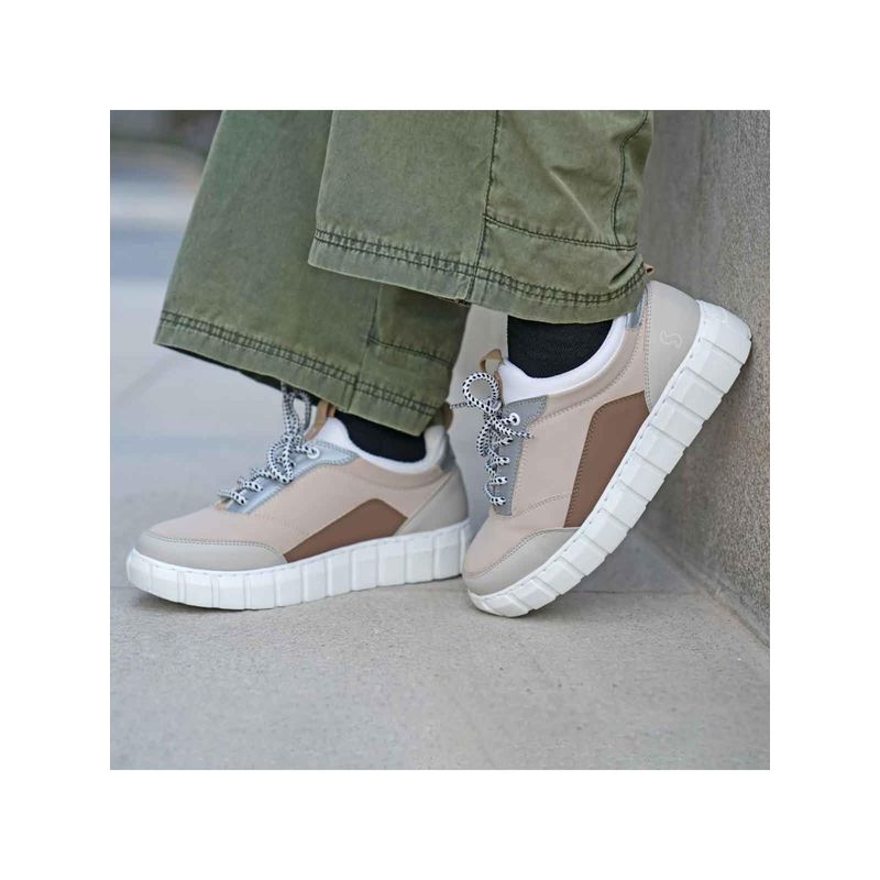 Buy SOLETHREADS Stellar Beige Colorblock Women Sneakers Online