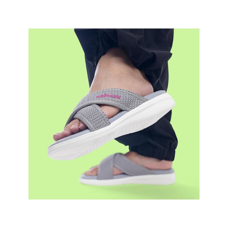 Buy SOLETHREADS Grace Cross Solid Grey Women Sliders Online