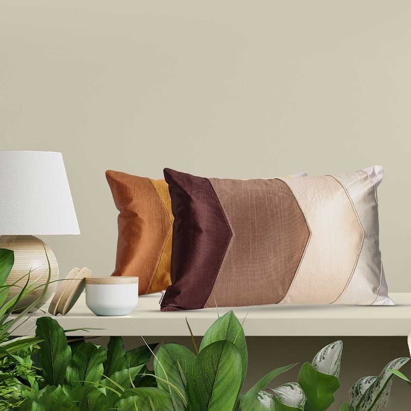 Buy Sivya by Home Colorblock Rectangular Cushion Cover Multi-Color ...