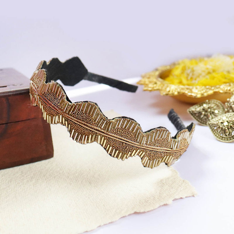 Buy Soho Boho Studio Indie Gold Jade Mathapatti Hairband Online