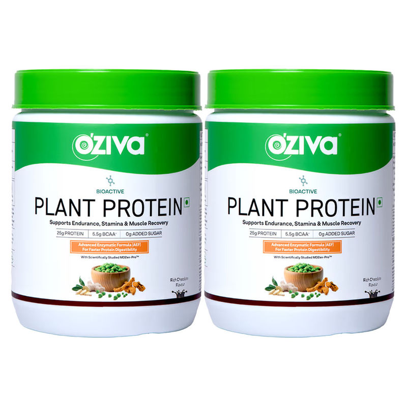 Buy Oziva Bioactive Plant Protein Powder Chocolate - Pack of 2 Online