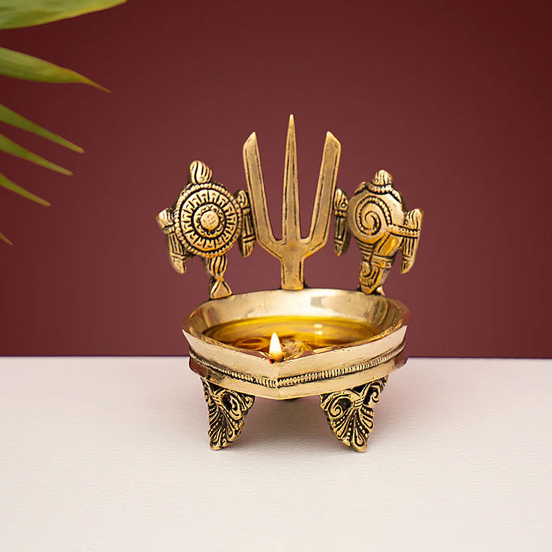 Buy DecorTwist Brass Shankh Chakra Namah Diya Online