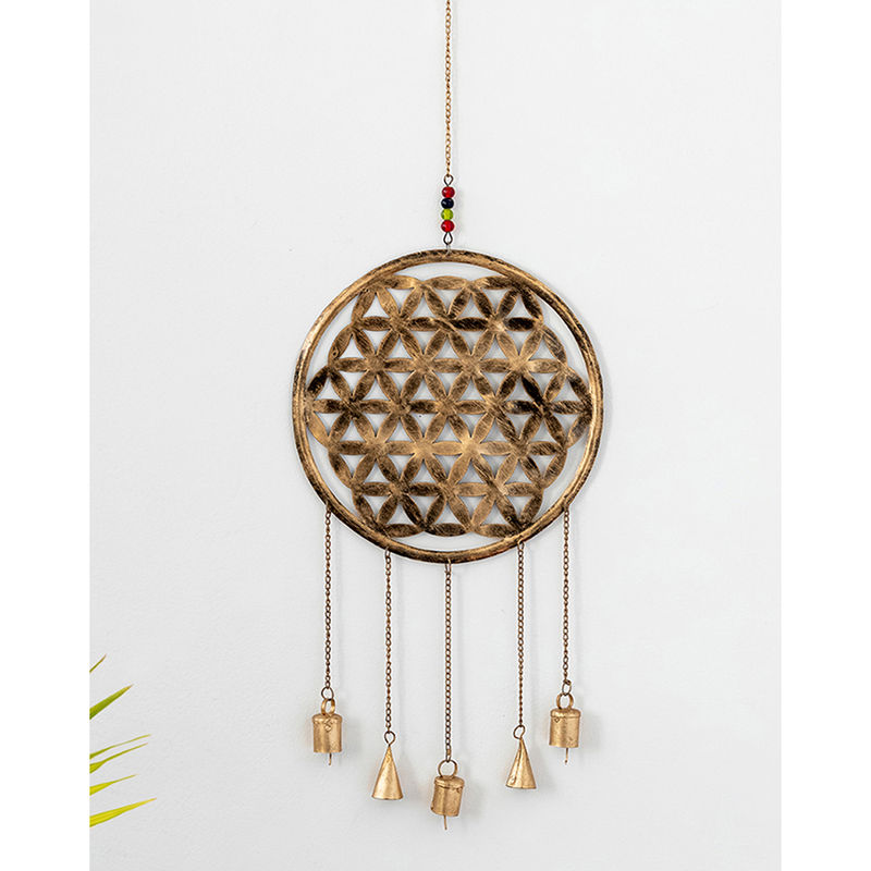 Buy ExclusiveLane Wheel Kutch Decorative Hanging Wind Chime Iron Golden ...