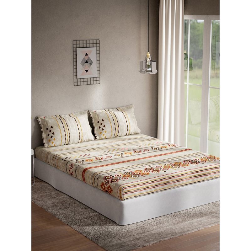 Buy Ddecor Live Beautiful Modesty Ethnic Cotton King Bedsheet With 2 ...