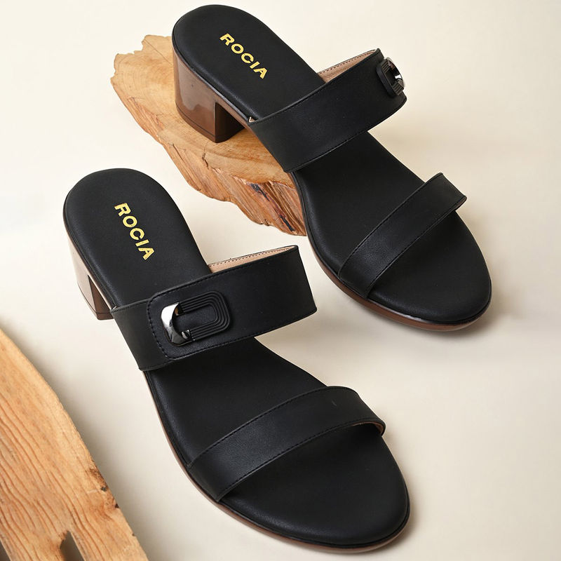 Buy ROCIA Black Women Classic Block Heel Sandals Online