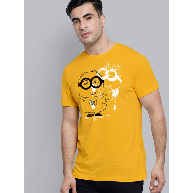 Buy Free Authority Minions Printed Yellow Tshirt For Men Online