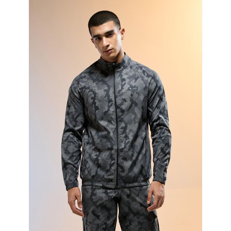 Buy Technosport Men Black Printed Slim Fit High Neck Sports Jacket Online