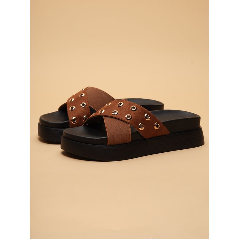 Buy Eridani Bennett Tan Casual Platforms Sandal Online